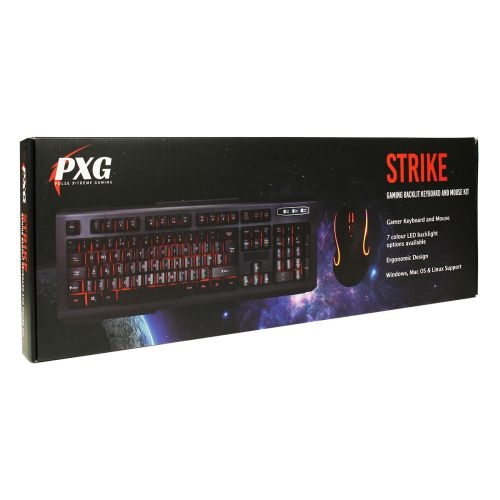 Pulse PXG Strike LED Gaming Desktop Kit, 7 LED Colour Options, Backlit ...